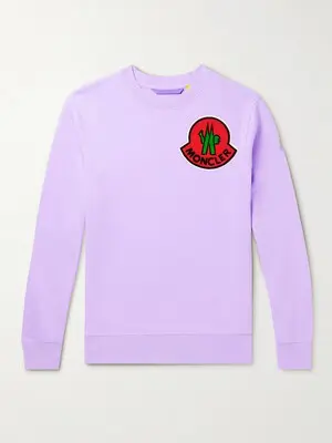 Moncler 1952 Logo-flocked Cotton-jersey Sweatshirt - Purple