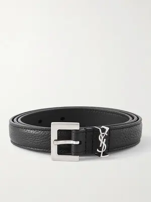 Saint Laurent 2cm Full-grain Leather Belt - Black
