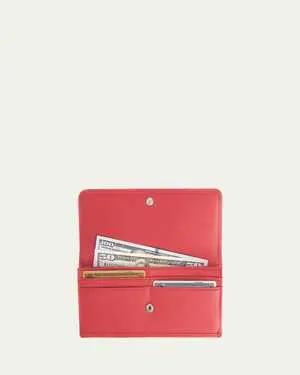 ROYCE NEW YORK Monogrammed Rfid Blocking Leather Clutch Wallet, Personalized - Red