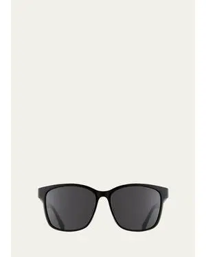 Gucci Square Acetate Sunglasses With Signature Web - Black