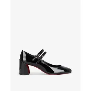 CHRISTIAN LOUBOUTIN Miss Jane 55 Patent-leather Shoes - Black/lin Black