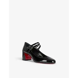CHRISTIAN LOUBOUTIN Miss Jane 55 Patent-leather Shoes - Black/lin Black