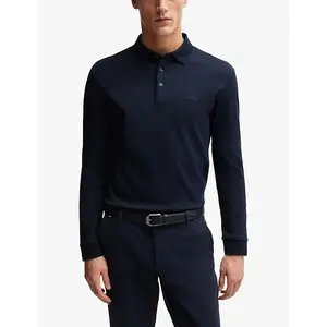 BOSS Leisure Long-sleeved Cotton-jersey Polo Shirt