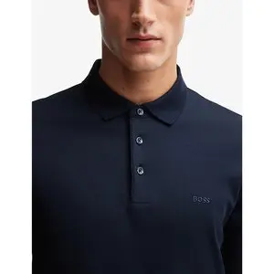 BOSS Leisure Long-sleeved Cotton-jersey Polo Shirt