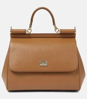 Dolce & Gabbana Sicily Large Leather Shoulder Bag - Brown