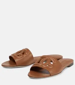 Dolce & Gabbana Leather Slides - Brown