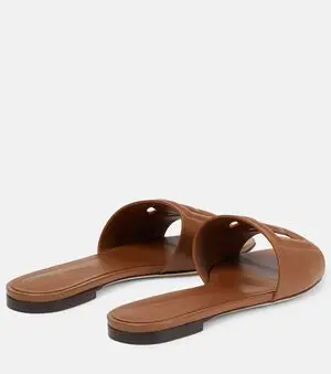 Dolce & Gabbana Leather Slides - Brown