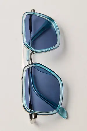 Free People Luna Classic Aviator Sunglasses - Blue With Silver