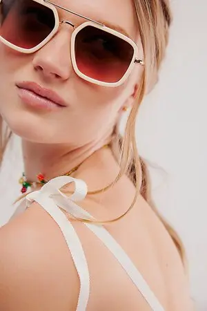 Free People Luna Aviator Sunglasses - Milkyway