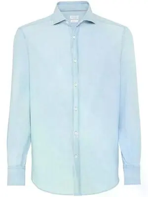 Brunello Cucinelli Spread-collar Shirt - Blue