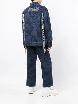 PORTS V Graffiti Print Denim Jacket