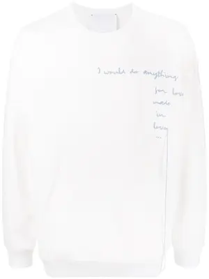 PORTS V Slogan-print Crew Neck Sweatshirt - White