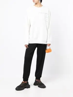 PORTS V Slogan-print Crew Neck Sweatshirt - White