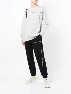 PORTS V Slogan-print Track Pants - Black