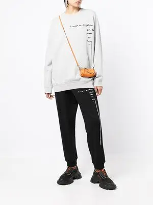 PORTS V Slogan-print Track Pants - Black