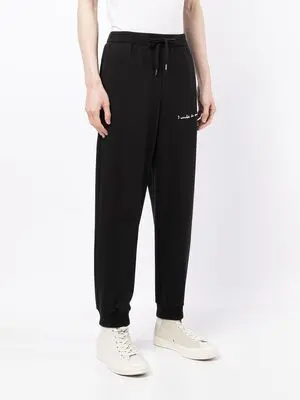 PORTS V Slogan-print Track Pants - Black