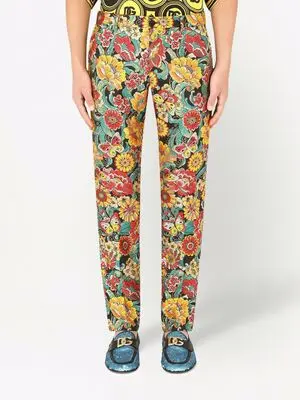 Dolce & Gabbana Patterned Jacquard Trousers - Yellow