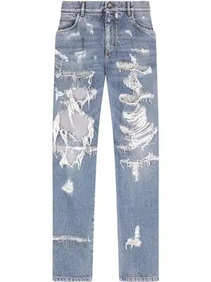 Dolce & Gabbana Ripped Loose-fit Jeans - Blue