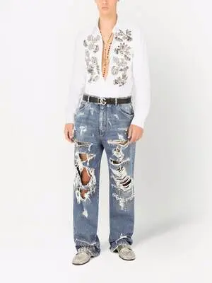 Dolce & Gabbana Ripped Loose-fit Jeans