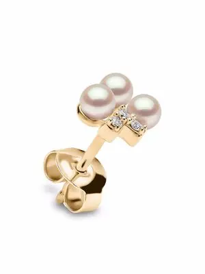 Yoko London 18kt Yellow Akoya Pearl Diamond Stud Earrings - Gold