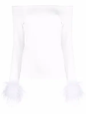 ATU BODY COUTURE Feather Cuffs Off-shoulder Top - White