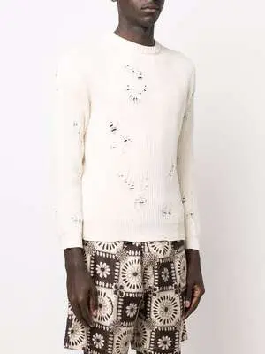 LANEUS Ripped Ribbed-knit Jumper