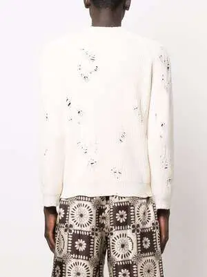 LANEUS Ripped Ribbed-knit Jumper