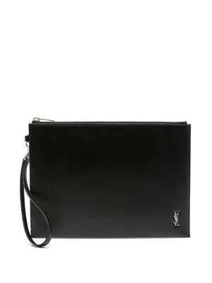 Saint Laurent Cassandre Leather Tablet Case - Black