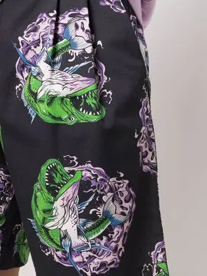MSGM Graphic-print Straight-leg Shorts