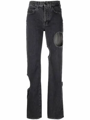Off-white Dark Wash Jeans For Women