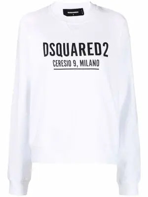Dsquared2 Logo Print Crew Neck Sweatshirt - White