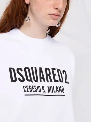 Dsquared2 Logo Print Crew Neck Sweatshirt - White