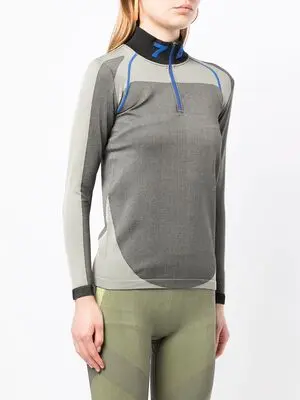 7 DAYS ACTIVE Half-zip Funnel Neck Top - Grey