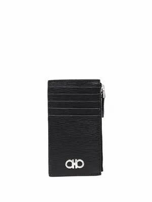 FERRAGAMO Logo Zipped Wallet - Black
