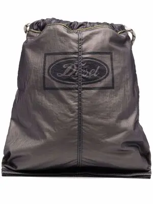 DIESEL® Logo-print Drawstring Backpack - Grey