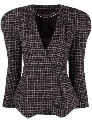 ULYANA SERGEENKO Check Wrap-style Blazer