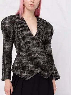 ULYANA SERGEENKO Check Wrap-style Blazer