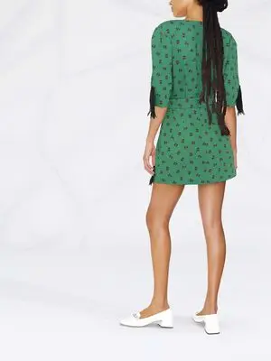 ULYANA SERGEENKO Printed V-neck Minidress