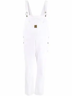 WASHINGTON DEE-CEE Organic-cotton Logo-patch Dungarees - White