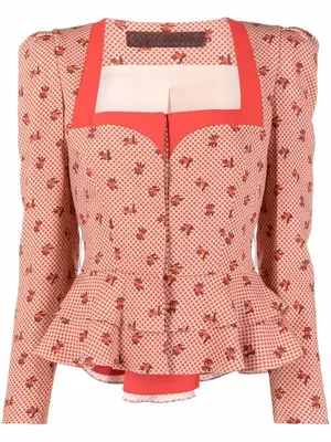 ULYANA SERGEENKO Printed Peplum Jacket