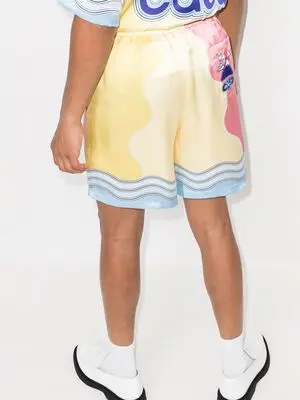 Casablanca Soleil Levant Silk Shorts - Pink