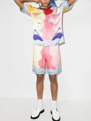 Casablanca Soleil Levant Silk Shorts - Pink