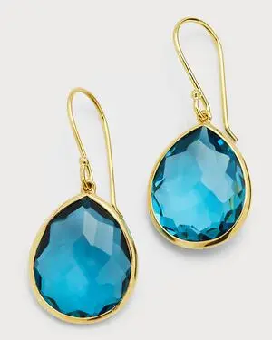 Ippolita 18k Gold Teardrop Dangle Earrings - London Blue Topaz