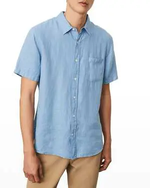 Vince Men & Apos;s Linen Sport Shirt Cerulean