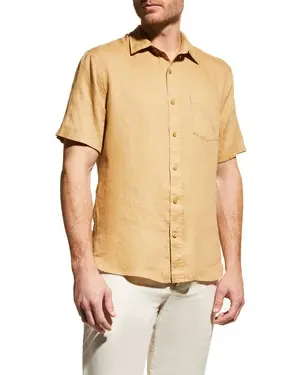 Vince Men & Apos;s Linen Sport Shirt Desert Trail