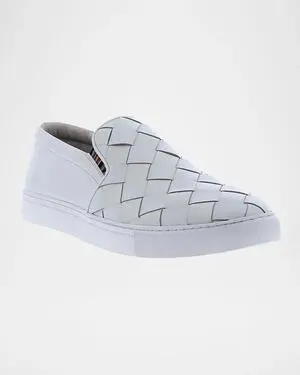 Robert Graham Erosion Woven Leather Low-top Sneakers