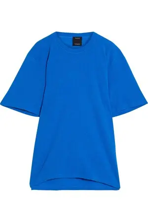 Proenza Schouler Proenza Schouler Cutout Cotton-Blend Jersey T-Shirt - Cobalt Blue