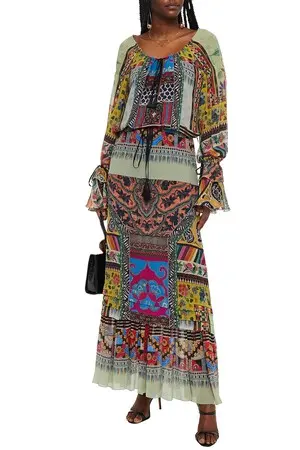 Etro Tiered Printed Silkgauze Maxi Dress - Multicolor