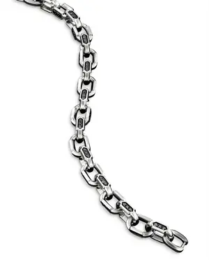 David Yurman Sterling Silver And Black Diamond Link Bracelet