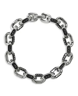 David Yurman Sterling Silver And Black Diamond Link Bracelet